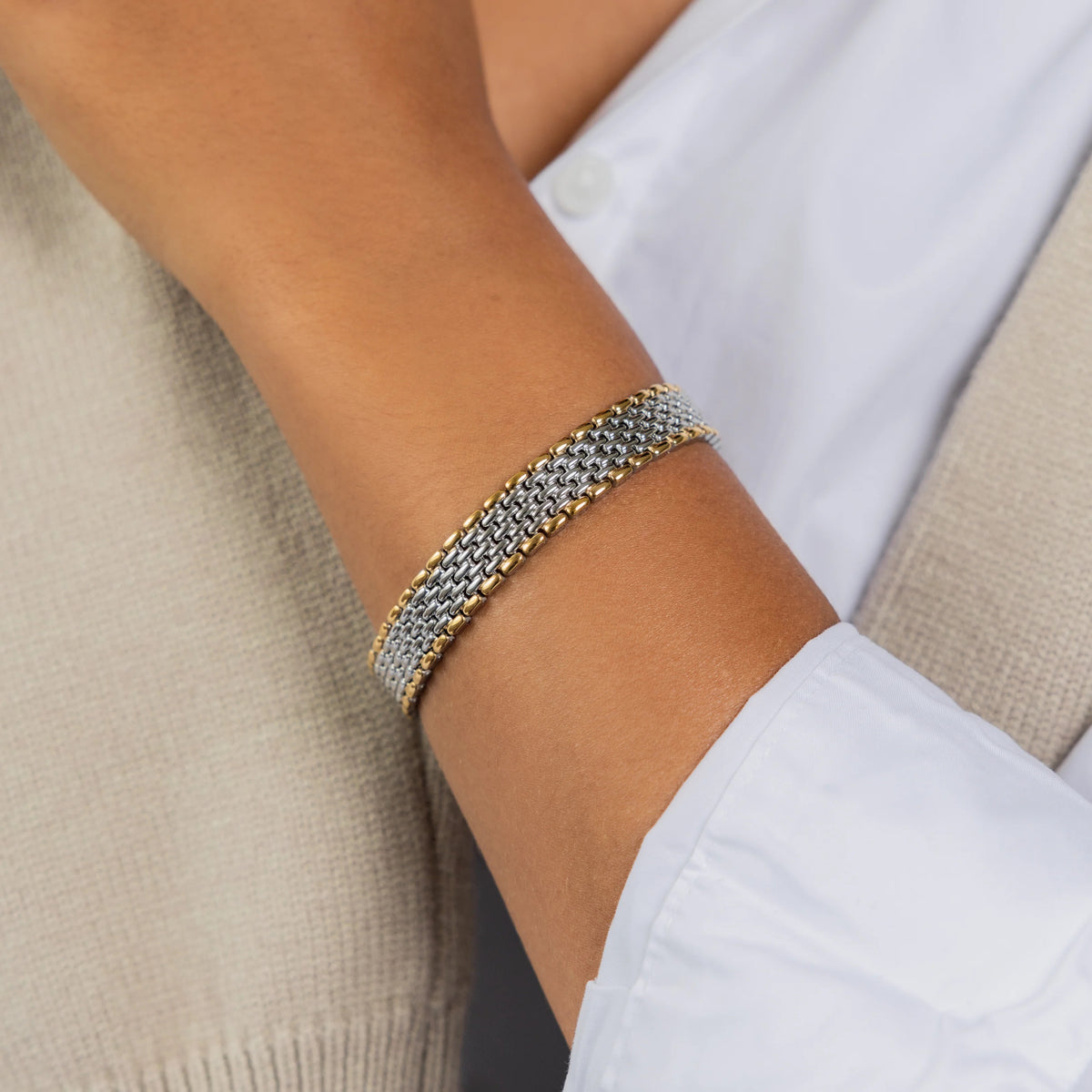 Chunky Two Tone Watch Band Bracelet – Mapel Boutique